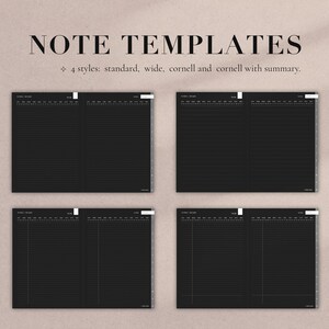 Landscape Digital Notebook in Dark Mode, Hyperlinked Tabs, Note ...