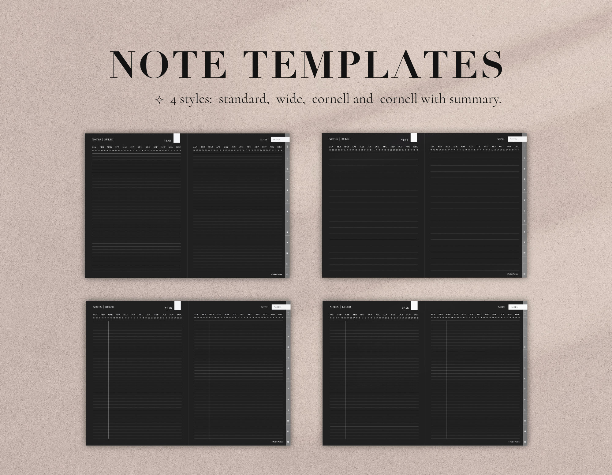 Landscape Digital Notebook in Dark Mode Hyperlinked Tabs - Etsy