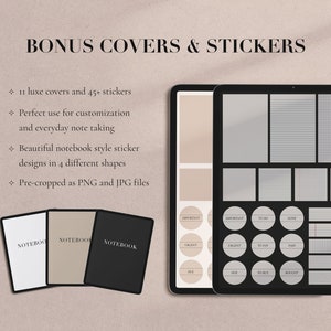 Landscape Digital Notebook in Dark Mode, Hyperlinked Tabs, Note ...