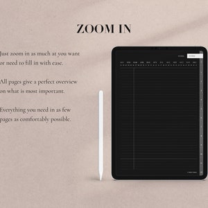 Landscape Digital Notebook in Dark Mode, Hyperlinked Tabs, Note ...