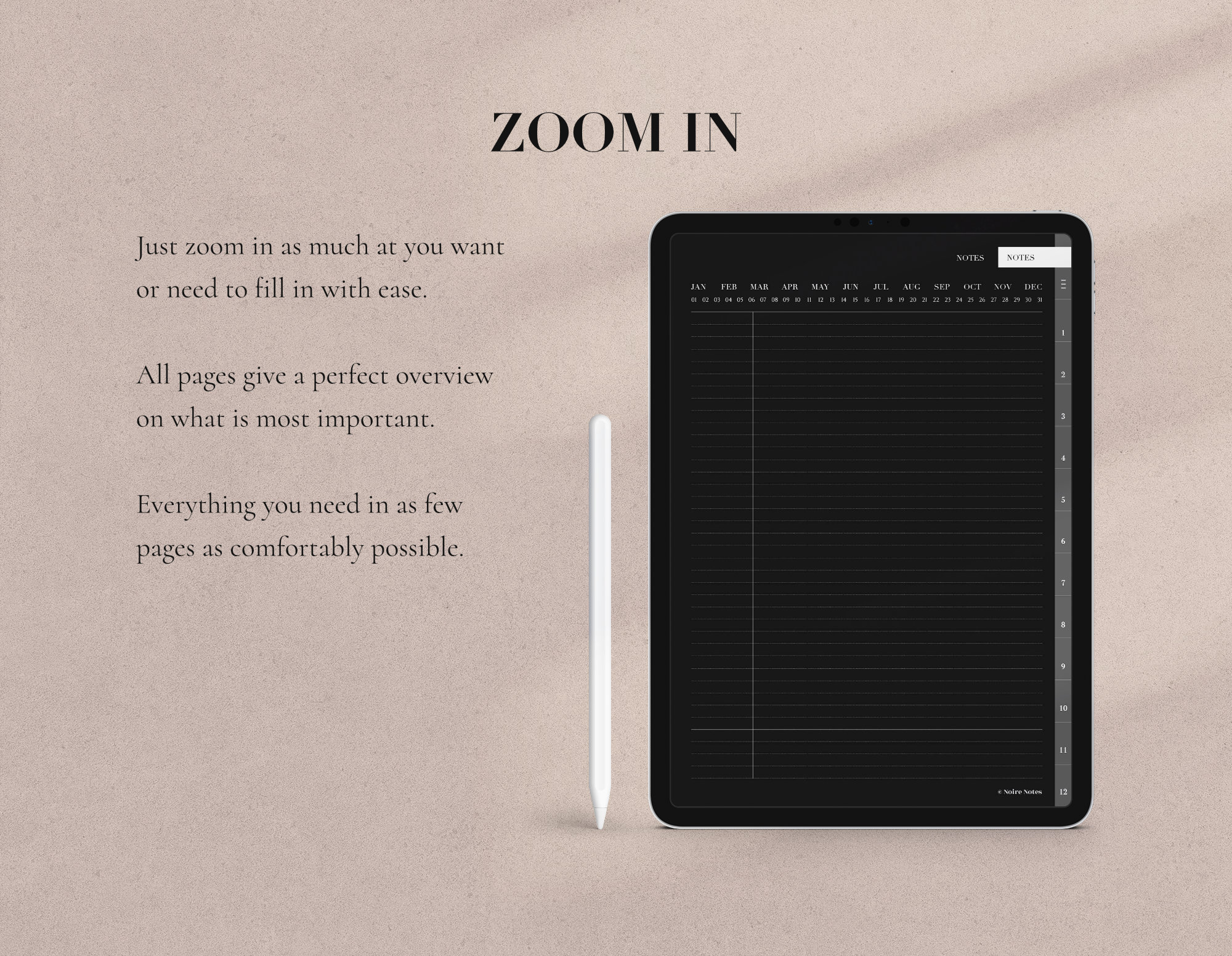 Landscape Digital Notebook in Dark Mode Hyperlinked Tabs - Etsy