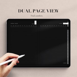 Dual Page Daily Journal Dark Mode Hyperlinked Tabs Note Templates for ...