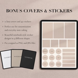 Landscape Digital Notebook Boho, Hyperlinked Tabs, Note Templates for ...