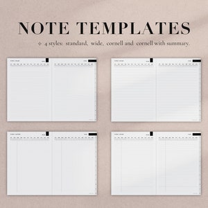 Landscape Digital Notebook B&W, Hyperlinked Tabs, Note Templates for ...