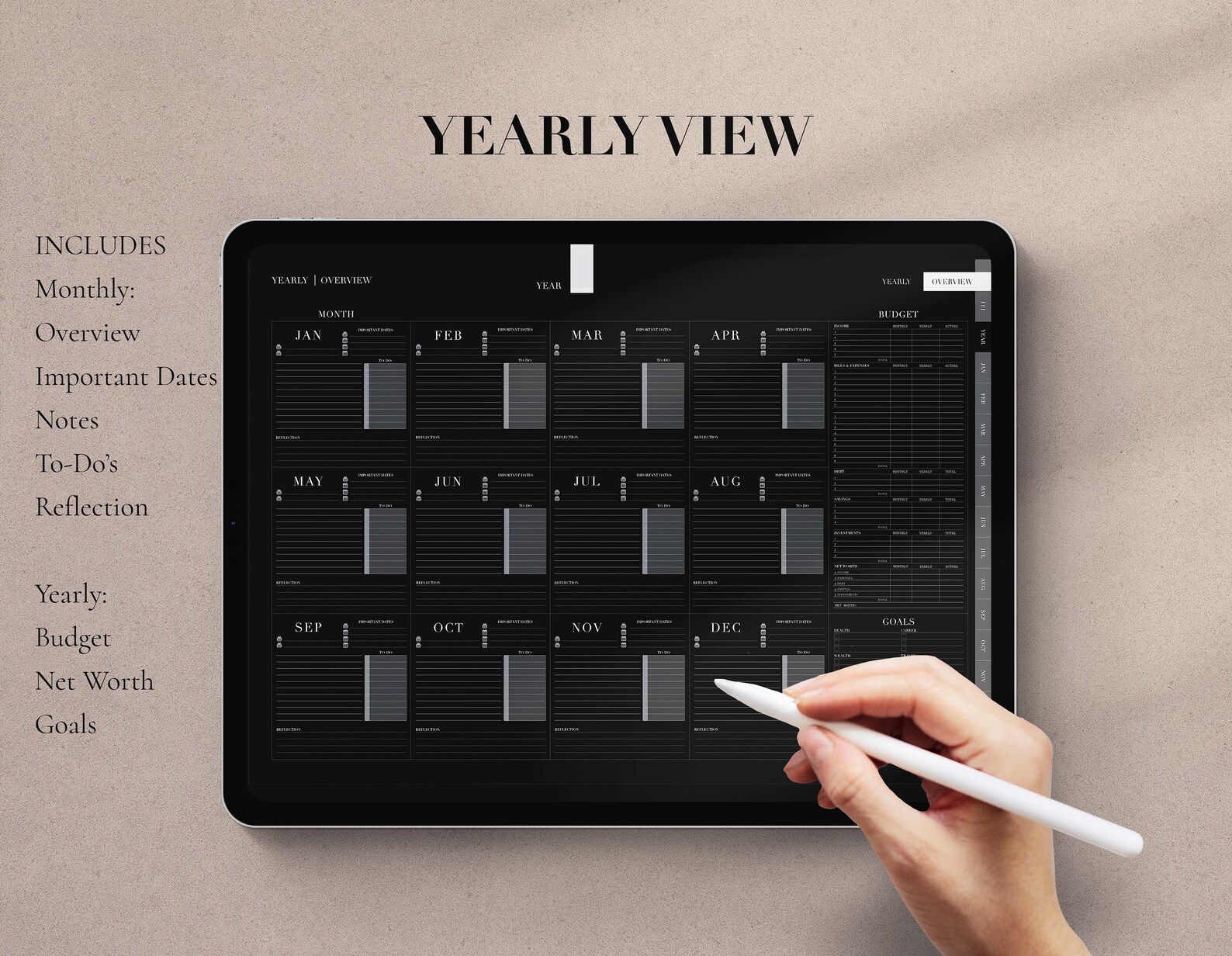 Compact Daily Digital Planner, Luxe Dark Mode, Daily Weekly All-in-one ...