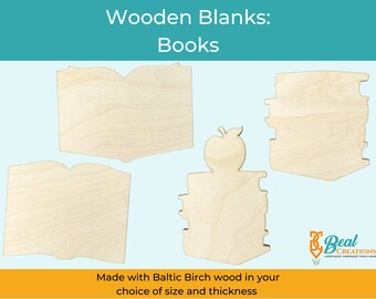 Closed Book Wood Cutout-detail Line Etch-wooden Book - Etsy