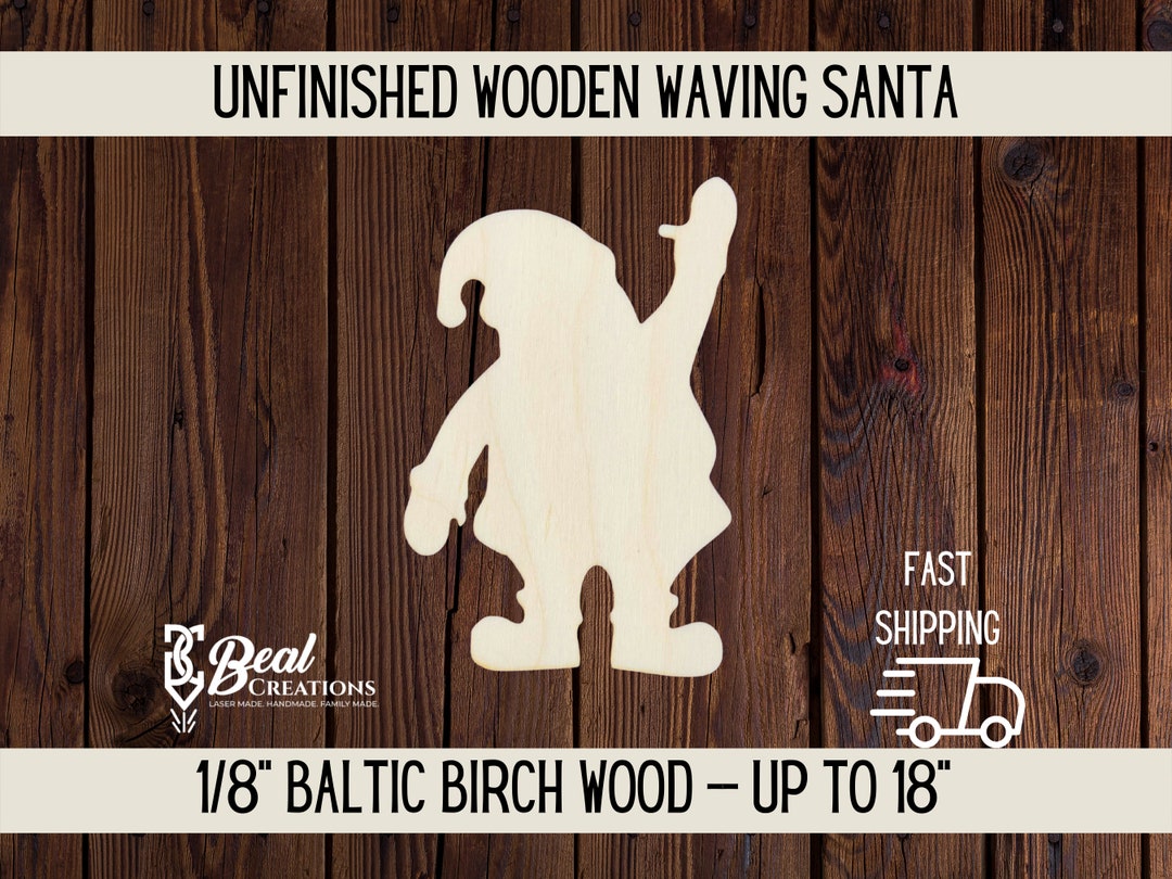 Wooden Waving Santa Cutout, Wooden Waving Santa Blank, Santa Cutout for ...