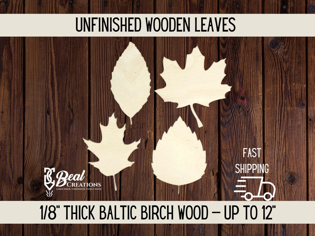 Wooden Leaf Cutout Blanks, Multiple Sets and Sizes, Wooden Leaves for ...