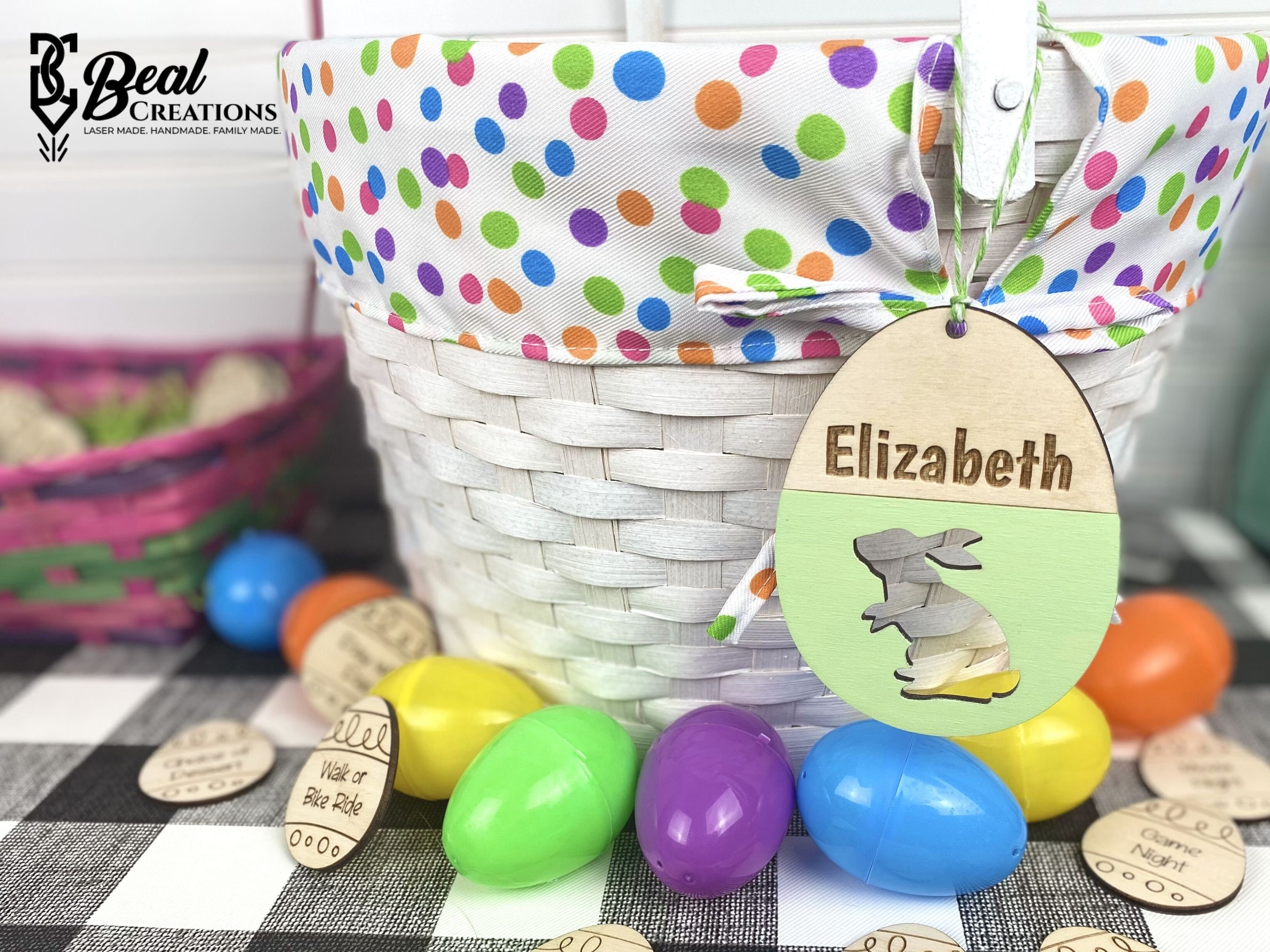 Personalized Easter Basket Name Tag, Kids Easter Basket Tag, Bunny Egg ...