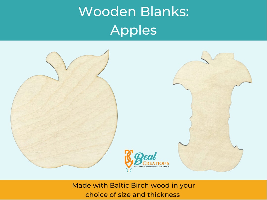Apple Wooden Blanks, Wooden Cutouts Apple, Apple Core Cutout, Wooden ...