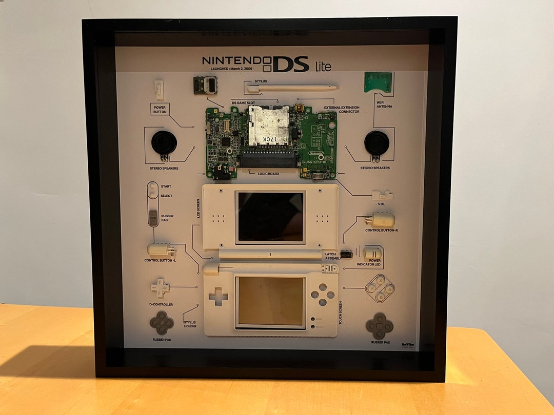 Framed Nintendo DS Lite Disassembled Game Console Tear Down Template ...