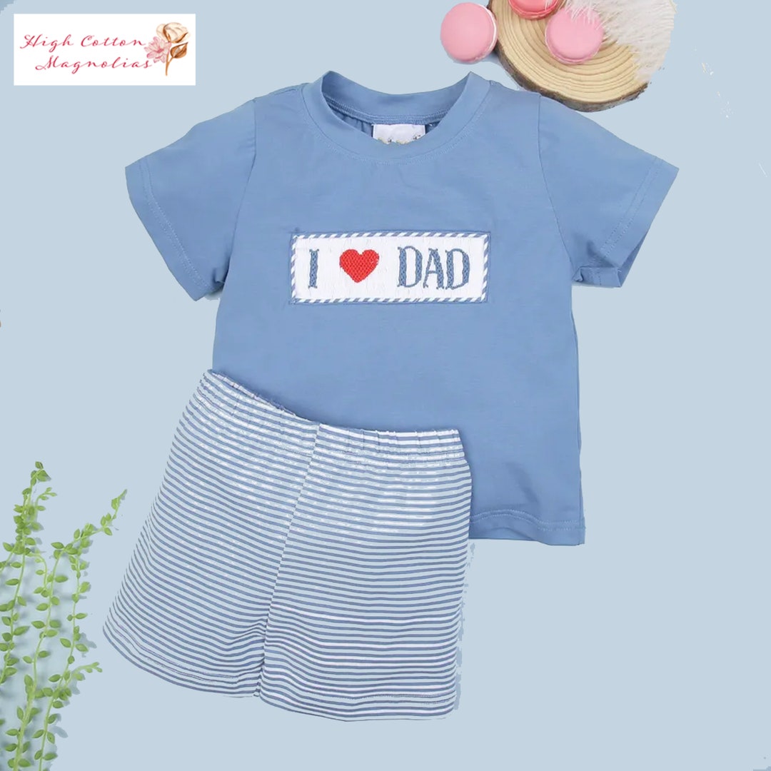 I LOVE DAD Hand-smocked Shorts Set | Baby Dress | Father's Day Outfit ...