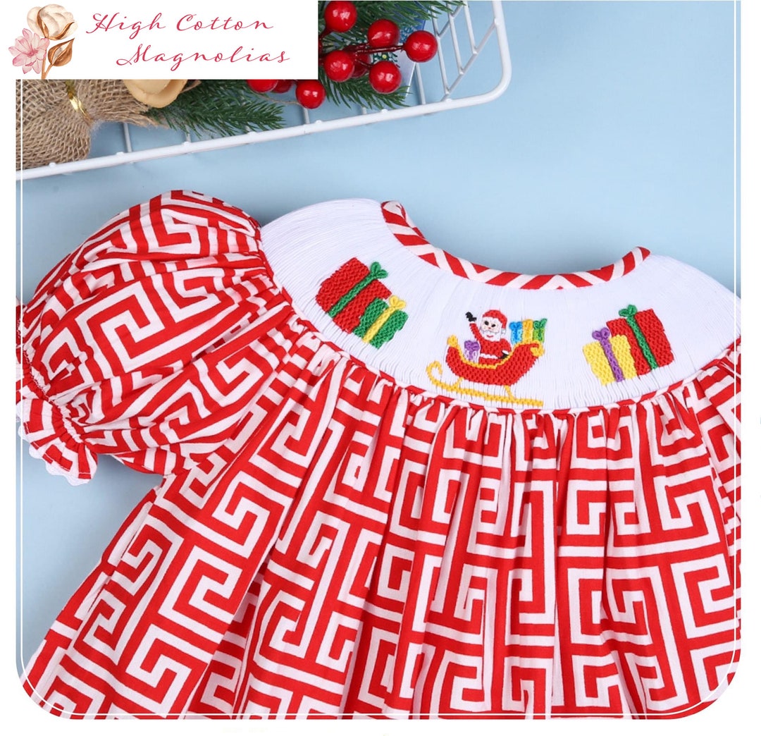 Smocked Santa and Presents Christmas Dress| 1st Christmas | Baby Girl's ...