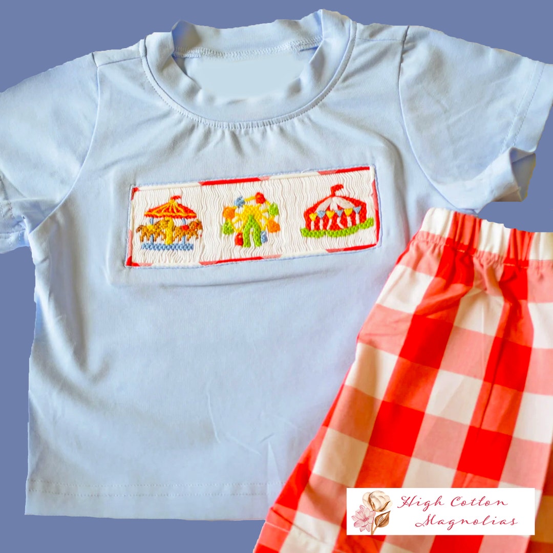 Hand-smocked Carousel Shorts Set | State Fair Outfit - Etsy