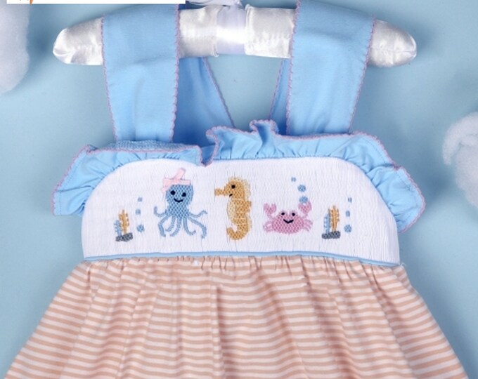 CASTLES IN the SAND Hand-smocked Beach Bubble Ocean Outfit - Etsy