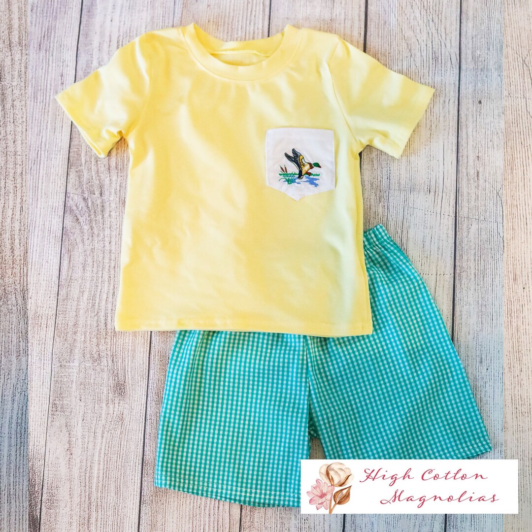 DUCK HUNT Embroidered Boy's Shorts Set | Mallard Ducks Embroidered ...
