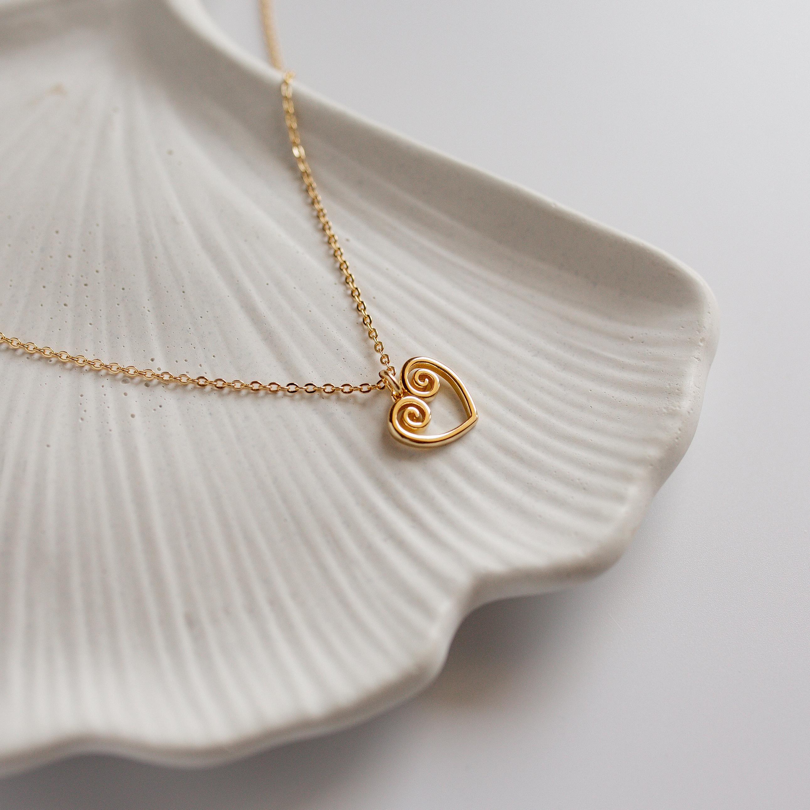 Hmong Swirl Heart Necklace, 18K Gold or Silver, Hmong Sterling Silver ...