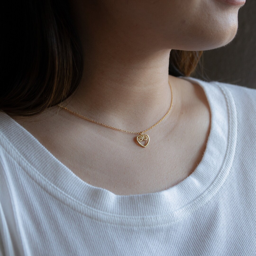 Hmong Swirl Heart Necklace 18K Gold or Silver Hmong Sterling - Etsy