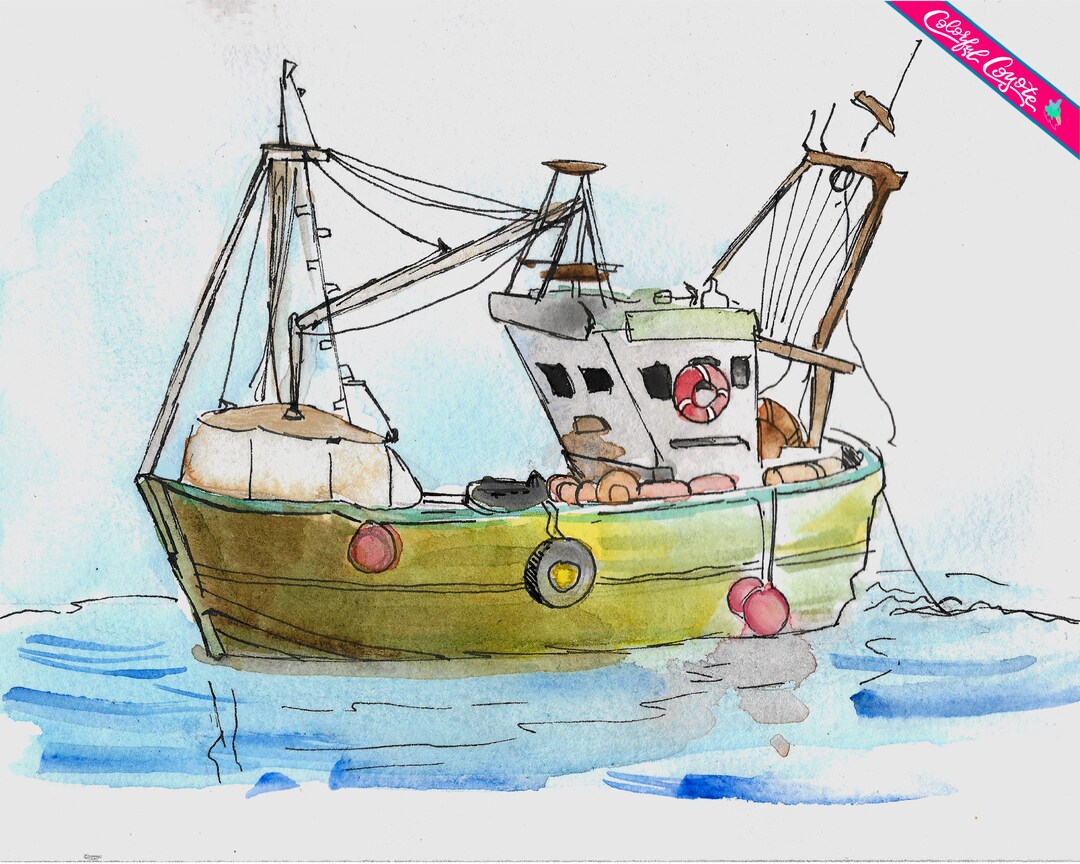 Fishing Boat Watercolor Digital Download - Etsy