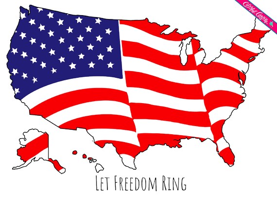Patriotic USA Map With Flag Digital Download | Etsy
