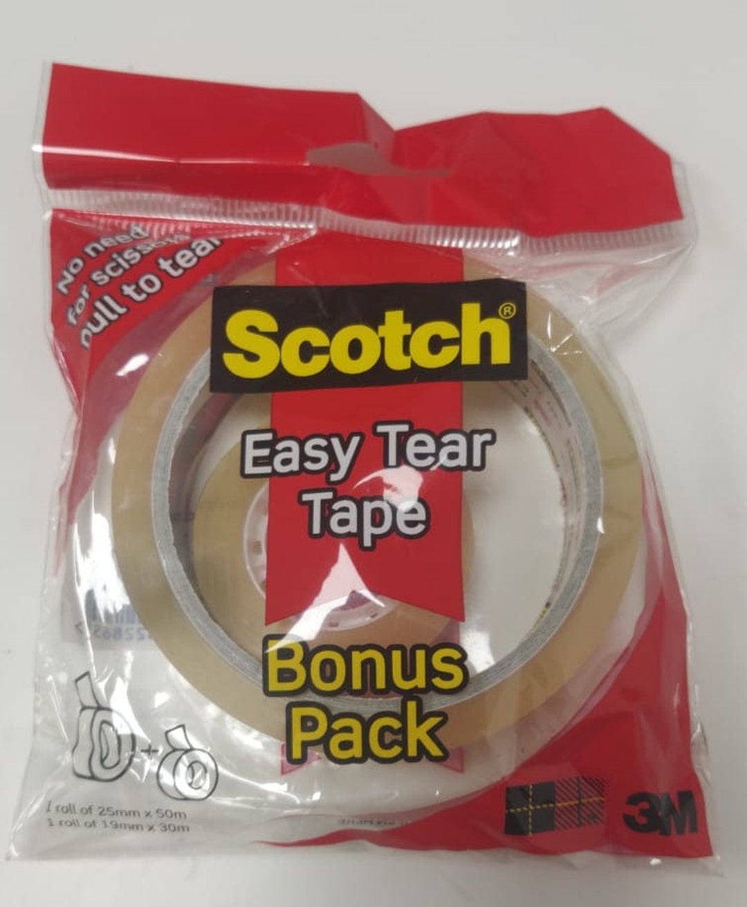 3x 3M Scotch Clear Easy to Tear Tape-2 Rolls in Pack 25mmx50m ...