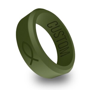 Wildfire Ring Ichthus Christian Fish Personalized Silicone Beveled Ring ...