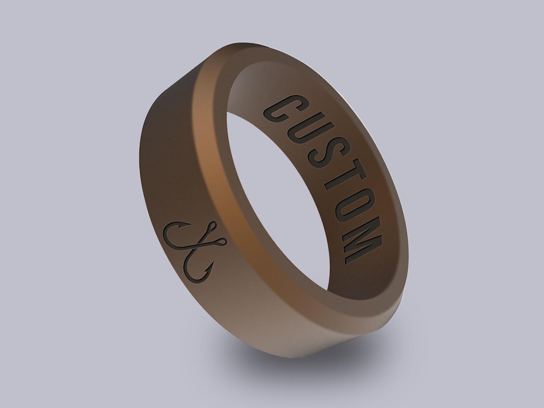 Wildfire Ring Fish Hook Personalized Silicone Beveled Ring Engraved for ...