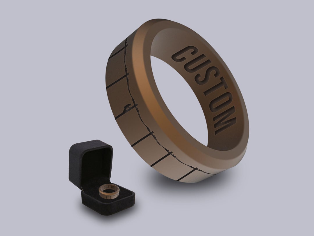 Wildfire Ring Lineman Personalized Silicone Beveled Ring Engraved for ...