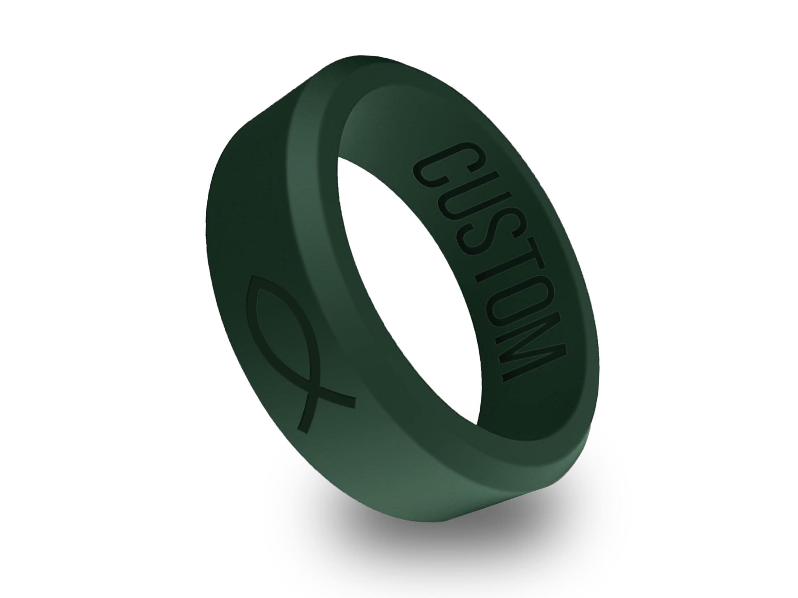 Wildfire Ring Ichthus Christian Fish Personalized Silicone Beveled Ring ...