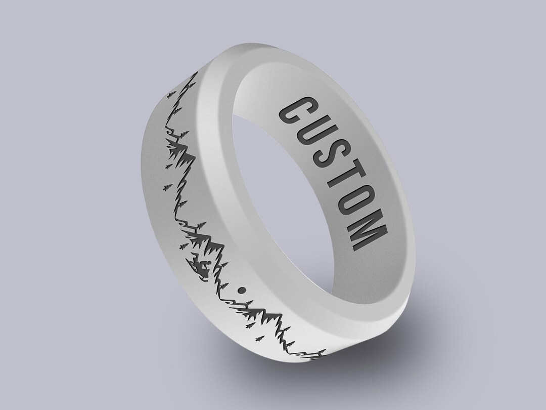Wildfire Ring Snowmobile Personalized Silicone Beveled Ring Engraved ...