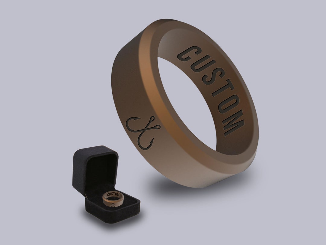 Wildfire Ring Fish Hook Personalized Silicone Beveled Ring Engraved for ...