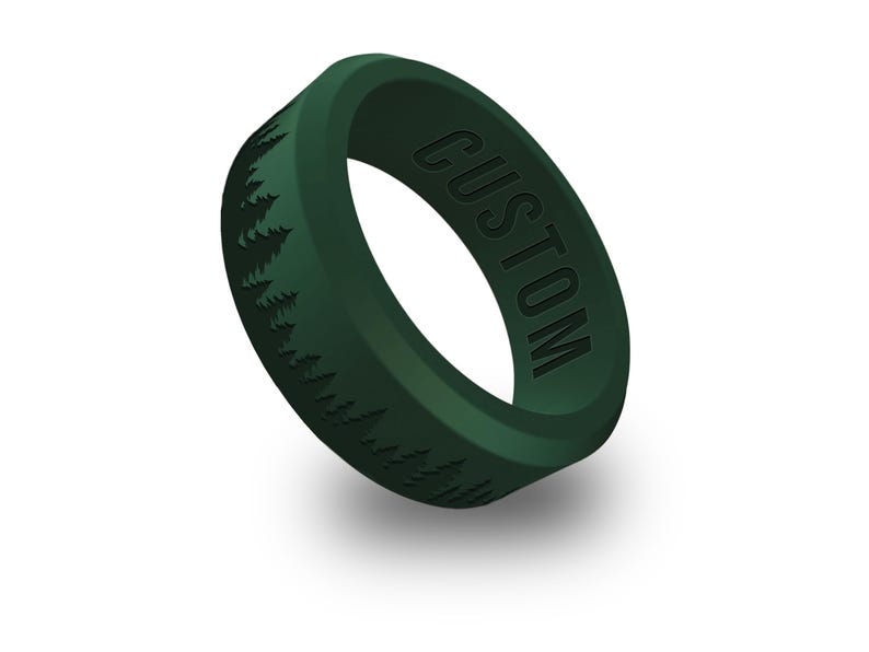 Wildfire Ring Forest Tree Personalized Silicone Beveled Ring Engraved ...