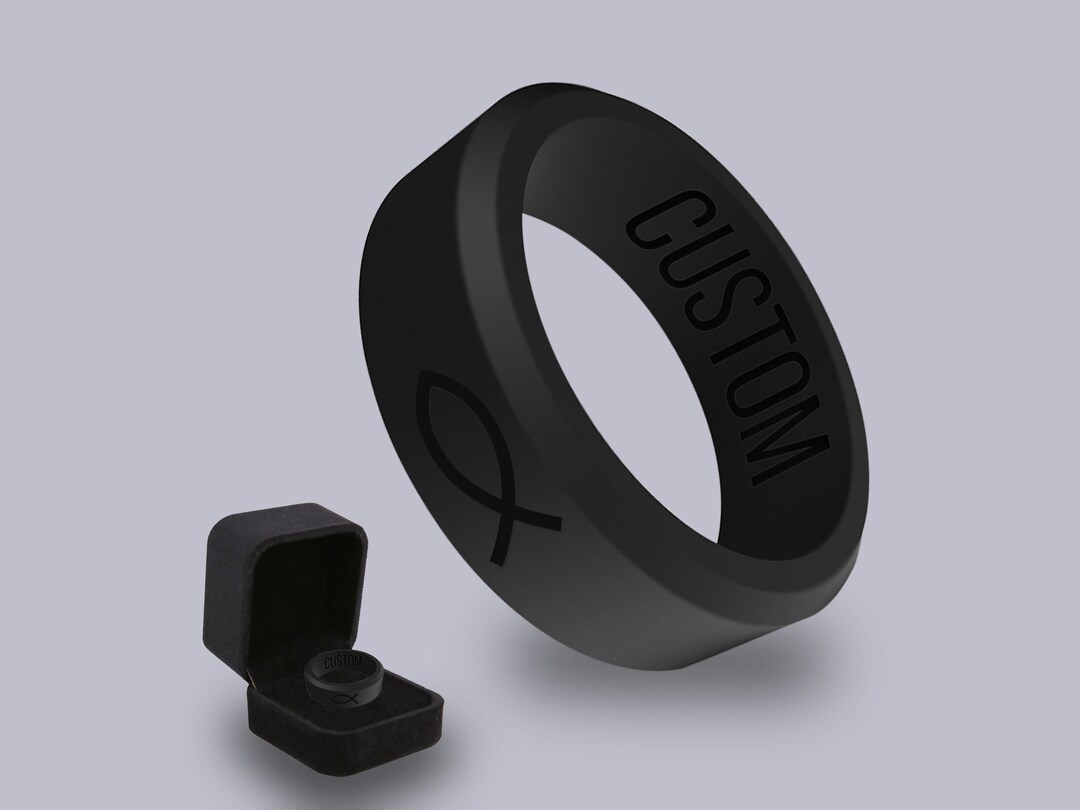 Wildfire Ring Ichthus Christian Fish Personalized Silicone Beveled Ring ...
