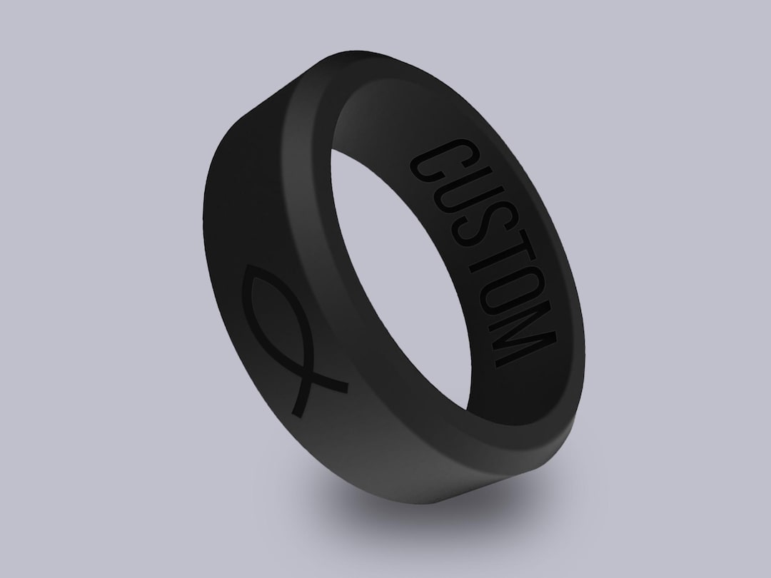 Wildfire Ring Ichthus Christian Fish Personalized Silicone Beveled Ring ...