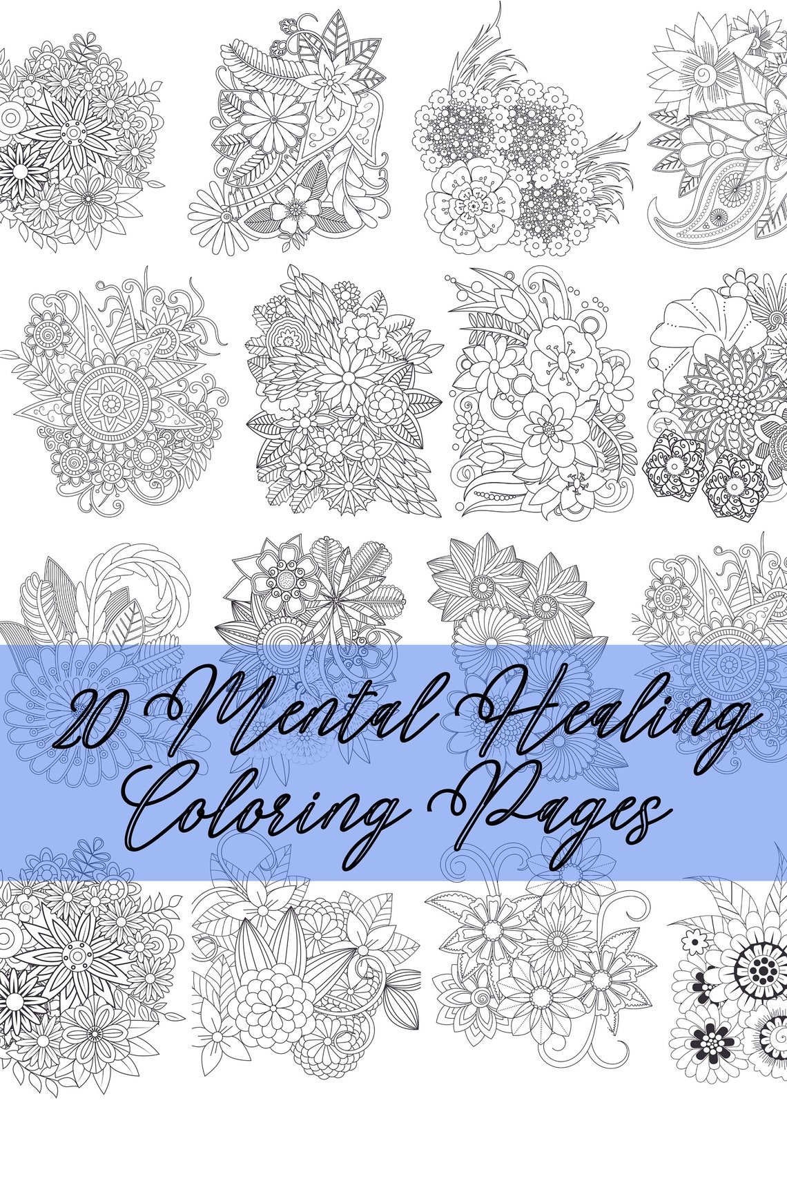 Anxiety Relief Coloring Pages, Floral, Mental Health, Mental Healing ...