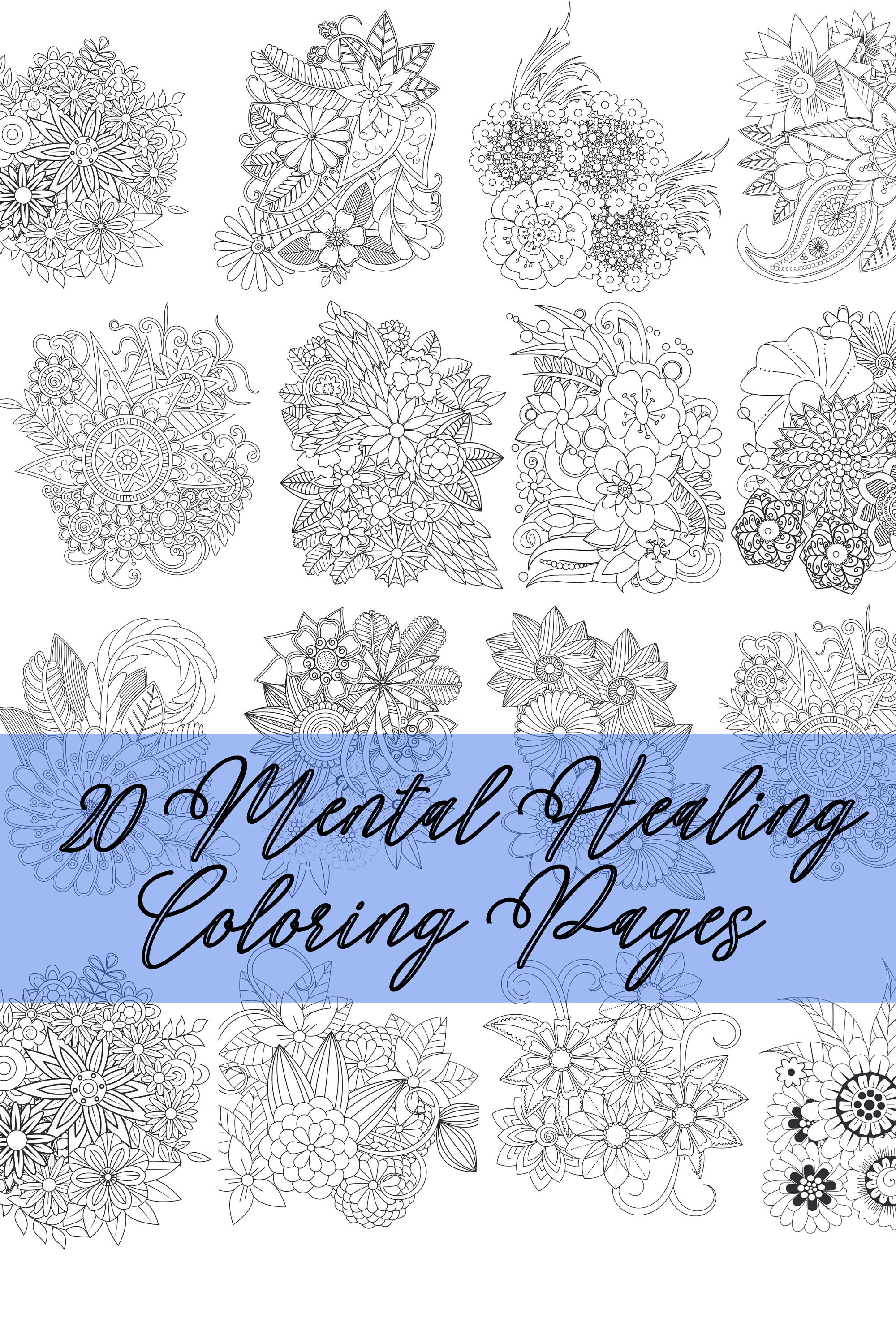 Anxiety Relief Coloring Pages, Floral, Mental Health, Mental Healing ...