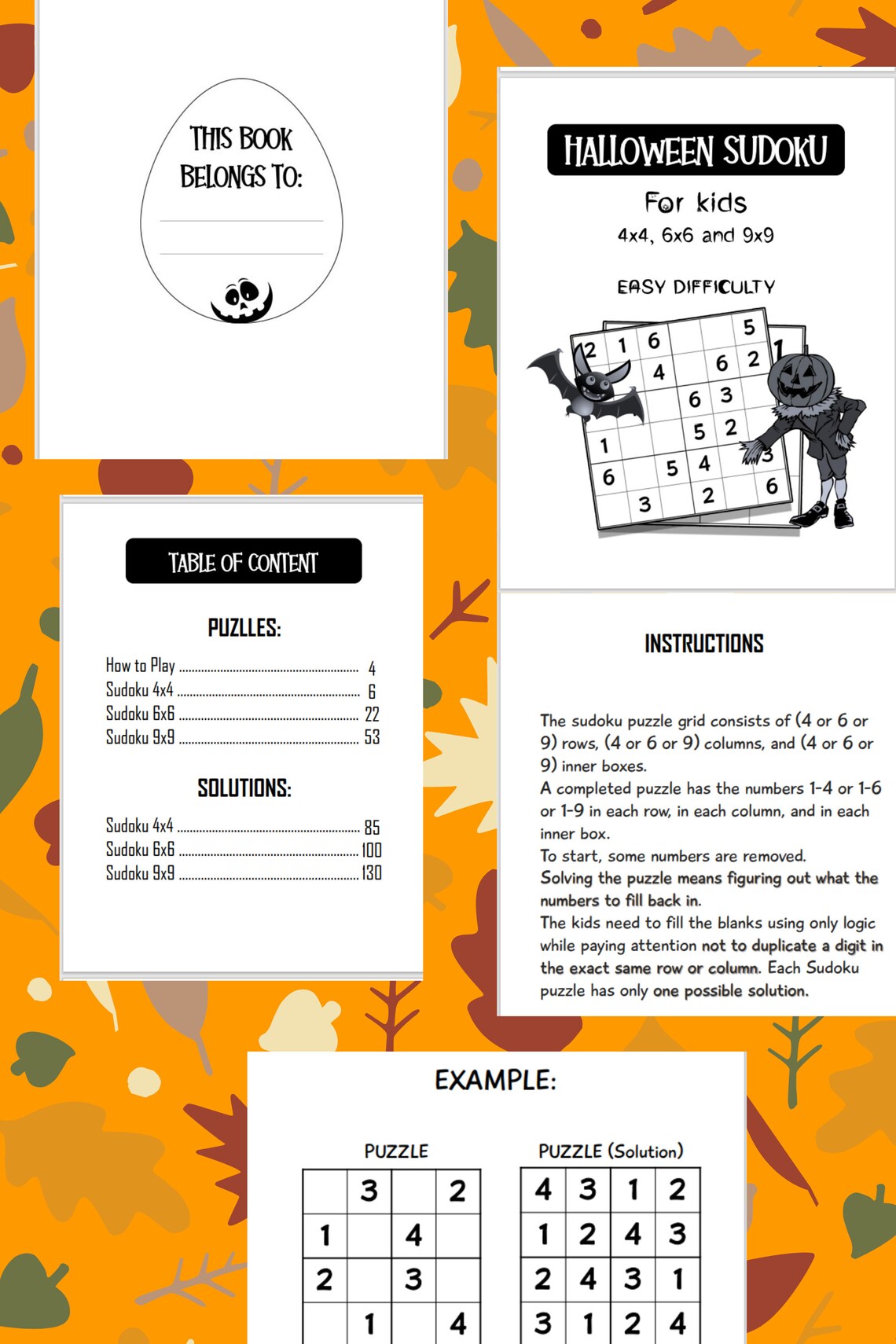Halloween Sudoku, Kids Level School Halloween Activity, Sudoku ...