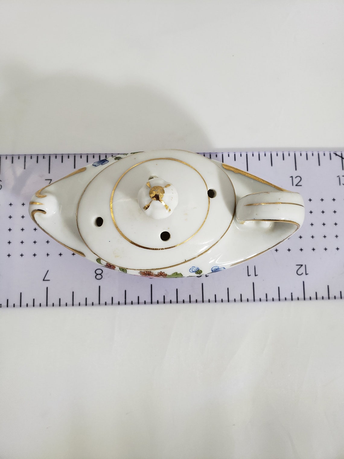 Viking Vintage Small White Porcelain Genie Lamp Dish W/ Floral Design ...