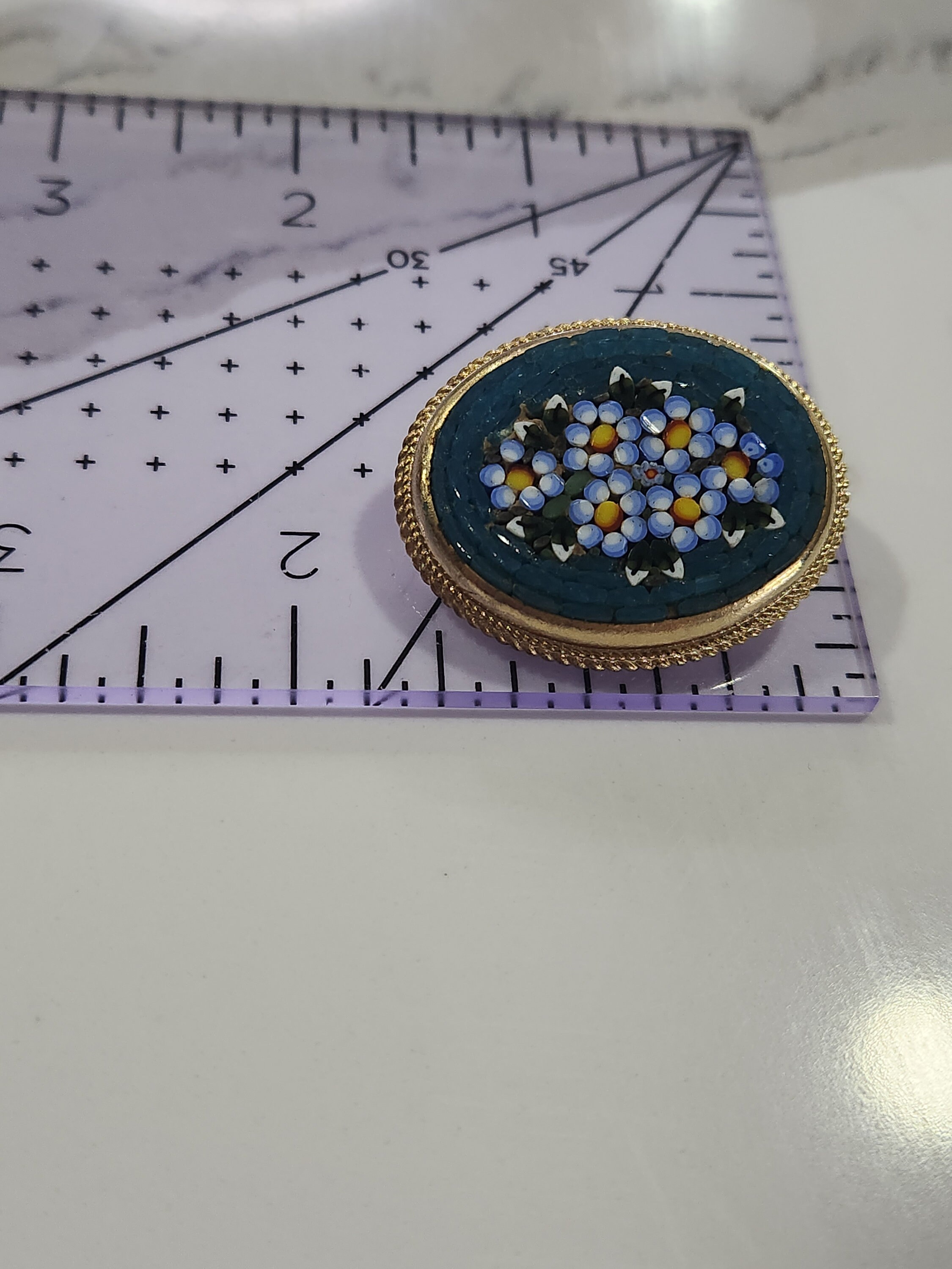 Vintage Italian Oval Shaped Micro Mosaic Pin Brooch - Etsy