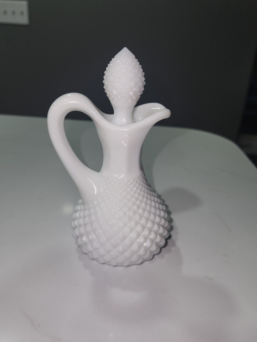 Vintage Westmoreland Diamond Cut White Milk Glass Cruet Bottle - Etsy