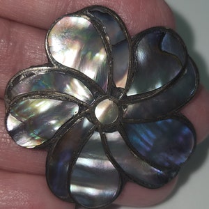 Vintage Sterling Silver Abalone Shell Pin Brooch - Etsy