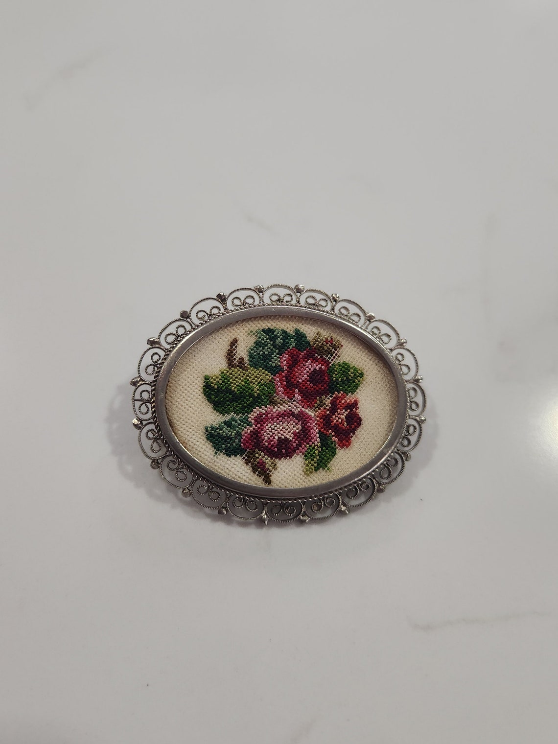 Vintage Petit Point Needlepoint Embroidered Floral Rose Flower - Etsy