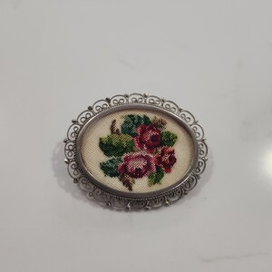 Vintage Petit Point Needlepoint Embroidered Floral Rose Flower - Etsy