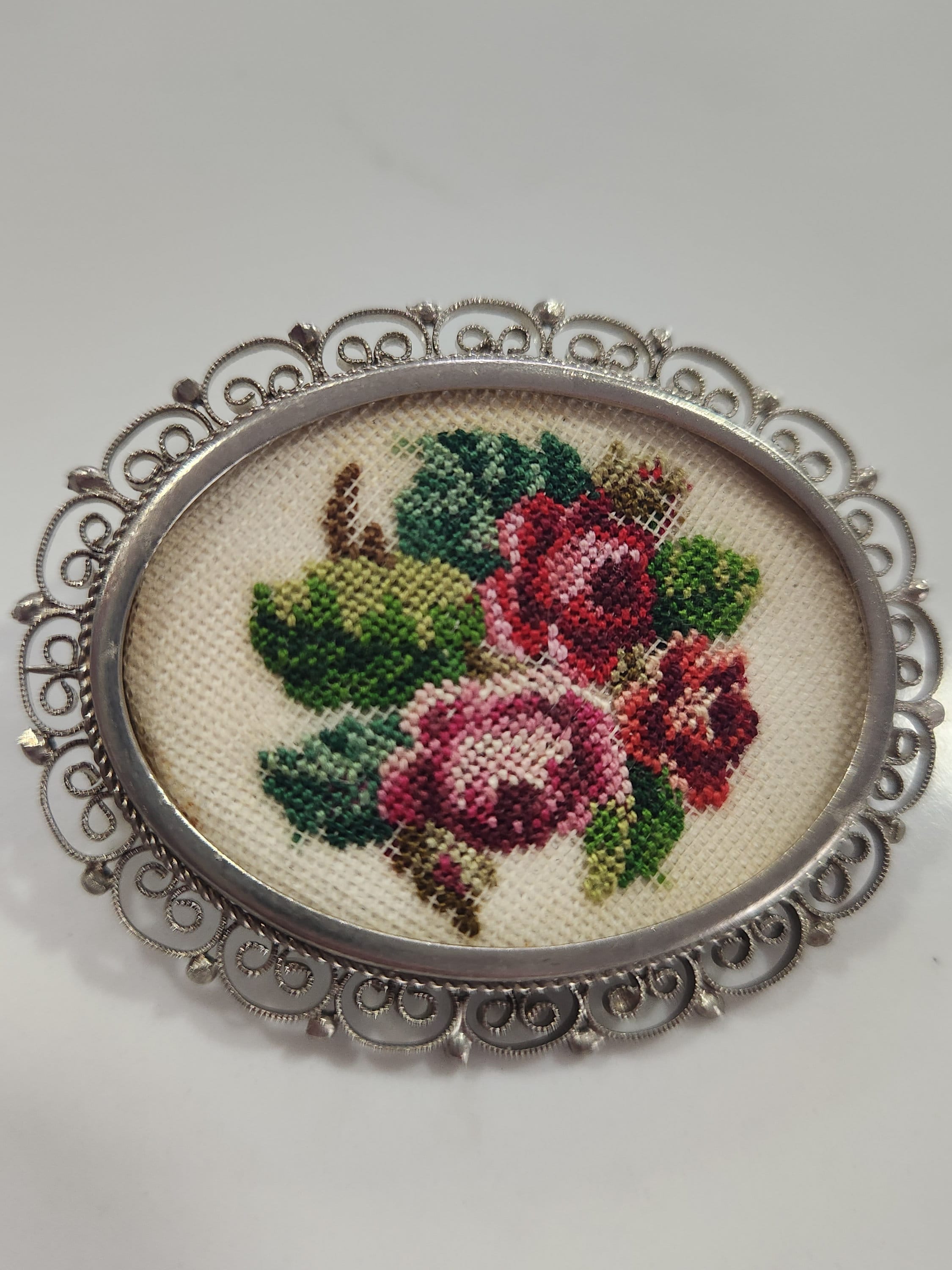 Vintage Petit Point Needlepoint Embroidered Floral Rose Flower - Etsy