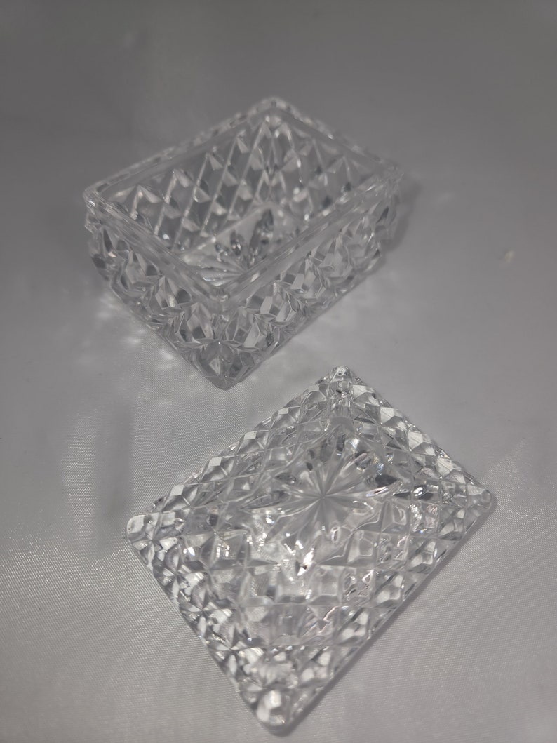 Vintage Crystal Glass Diamond Cut Jewelry Trinket Dish - Etsy