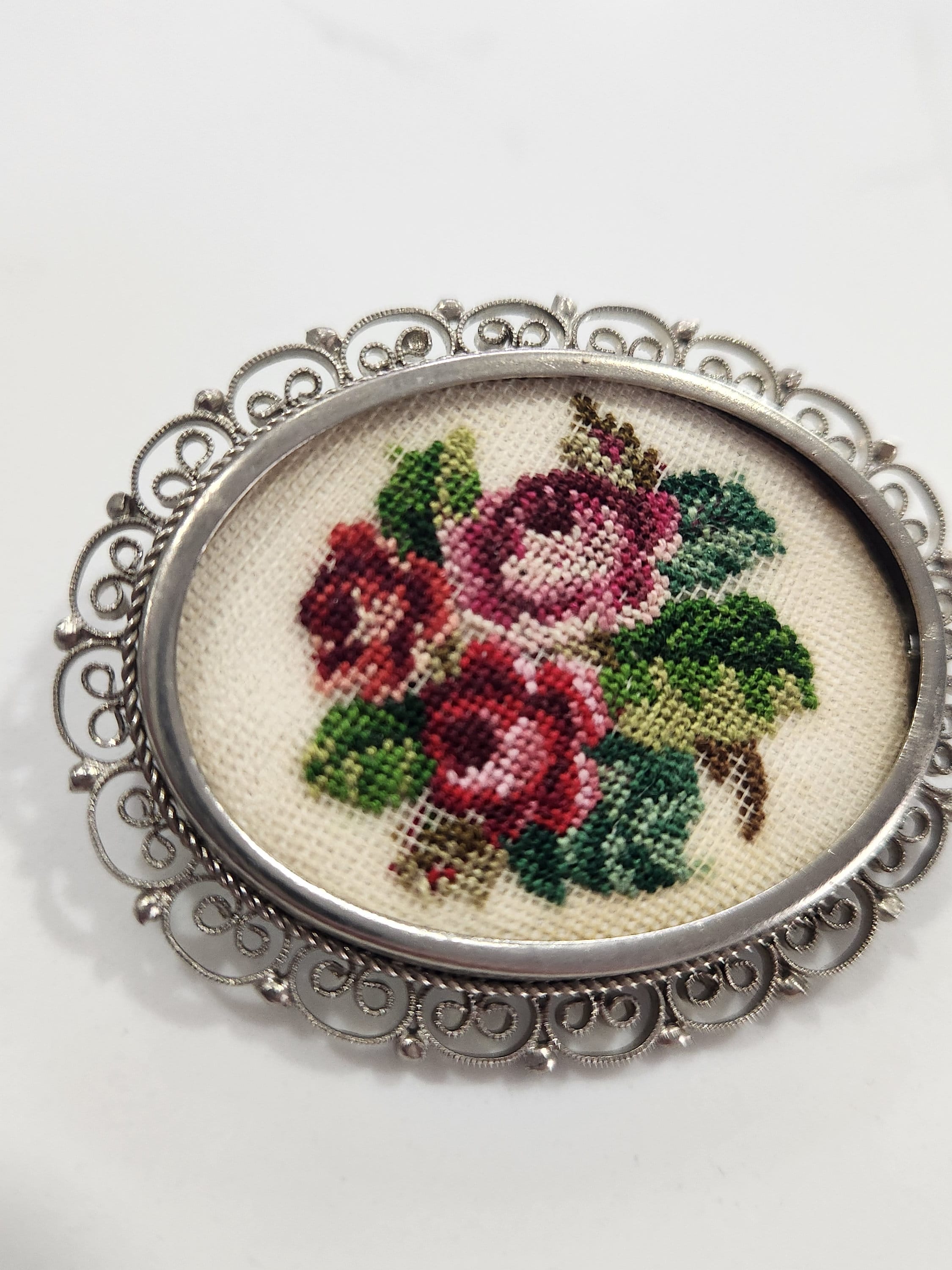 Vintage Petit Point Needlepoint Embroidered Floral Rose Flower - Etsy