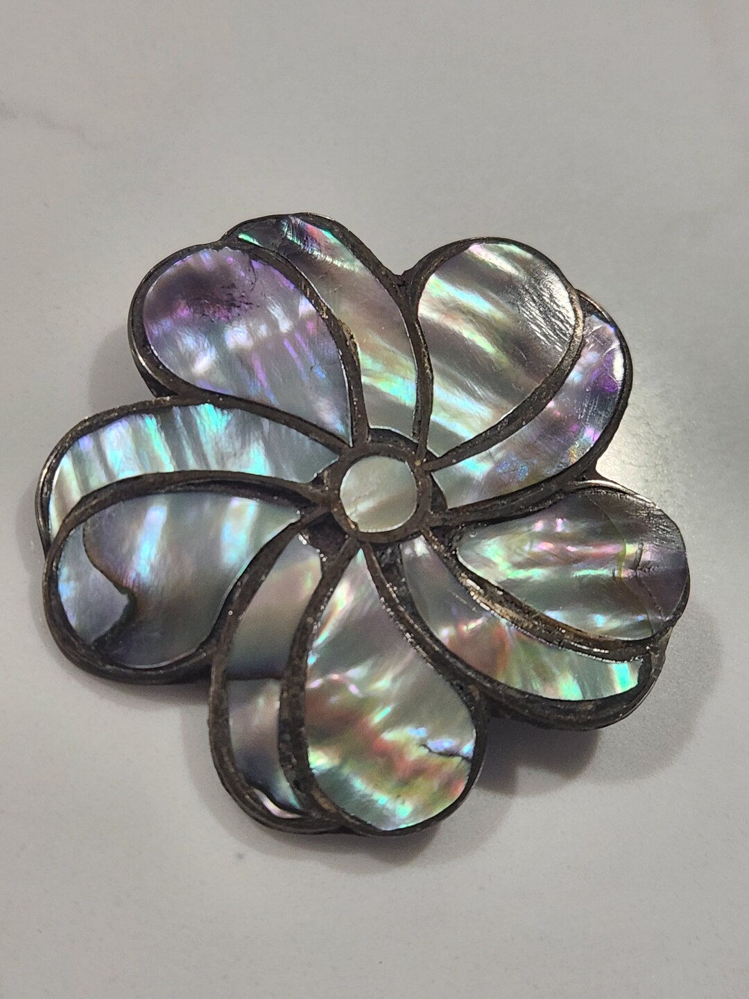 Vintage Sterling Silver Abalone Shell Pin Brooch - Etsy