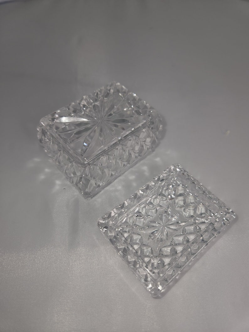 Vintage Crystal Glass Diamond Cut Jewelry Trinket Dish - Etsy