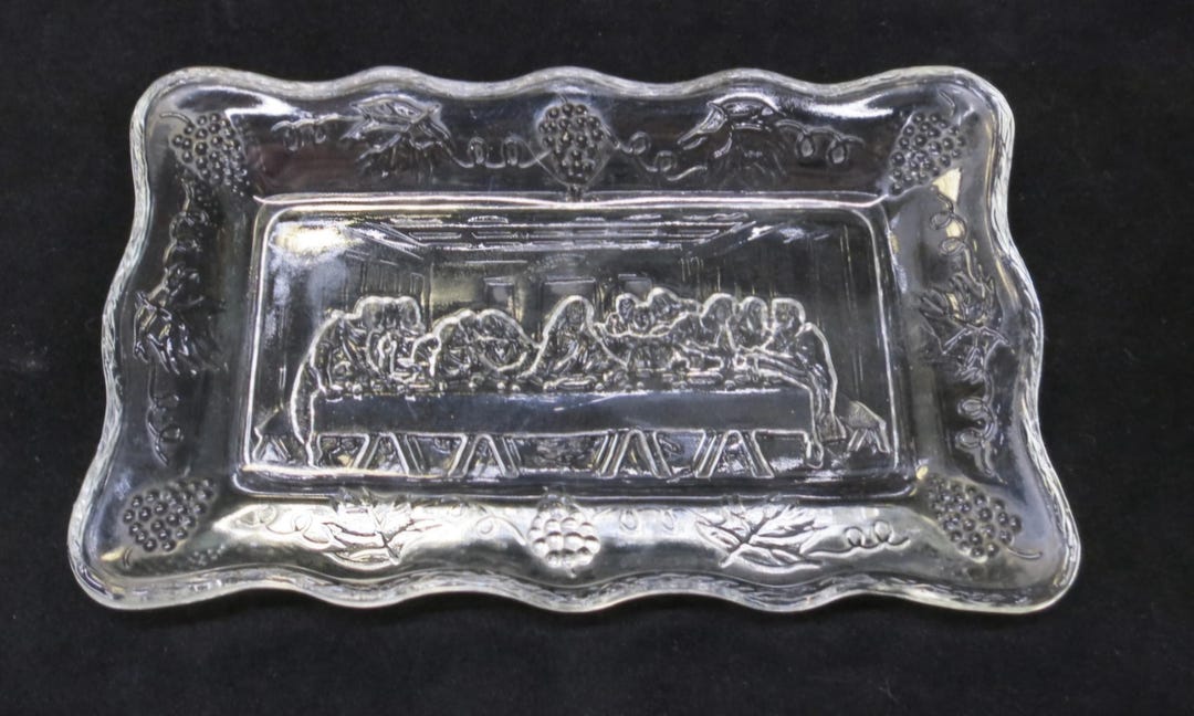 Vintage Small Tiara Glass the Last Supper Jesus Christ Lord's Supper ...