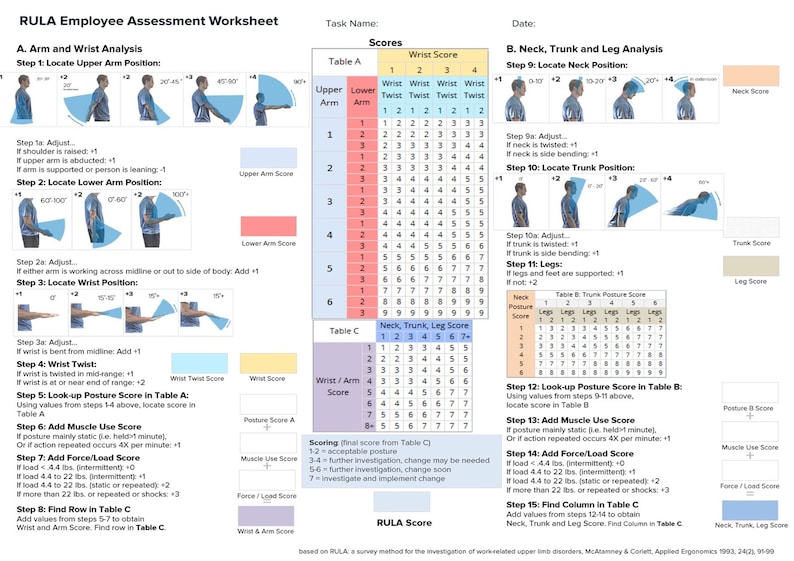 2 Ergonomics Poster & RULA Employee Assessment Record, Human Resources ...